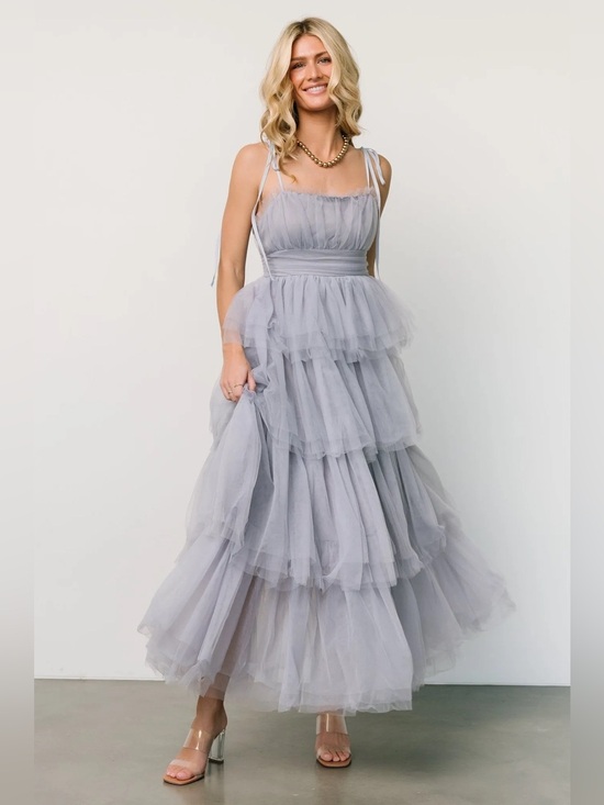 Dresses | Baltic Born Alora Tulle Tiered Maxi Dress In Dusty Slate Sz S ...